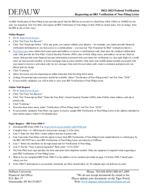 Fillable Online How to Request IRS Verification of Non-Filing Letter ...