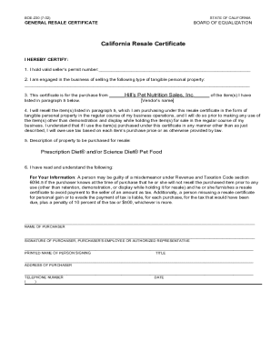 Fillable Online BOE230 (702) STATE OF CALIFORNIA GENERAL RESALE ...