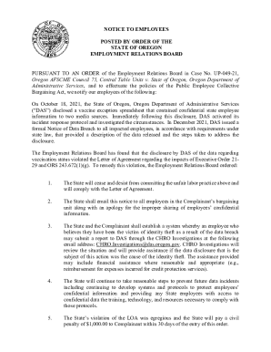 Fillable Online NOTICE TO EMPLOYEES POSTED BY ORDER OF THE STATE OF ... Fax Email Print - pdfFiller