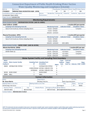 Fillable Online Water Quality Monitoring Schedules and Certified ...