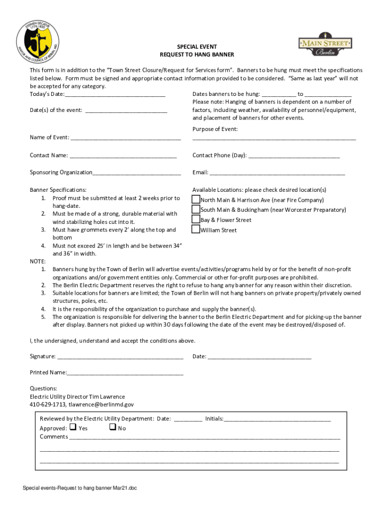 Fillable Online scrantonpa.govbanner-hanging-request-formBanner Hanging ...
