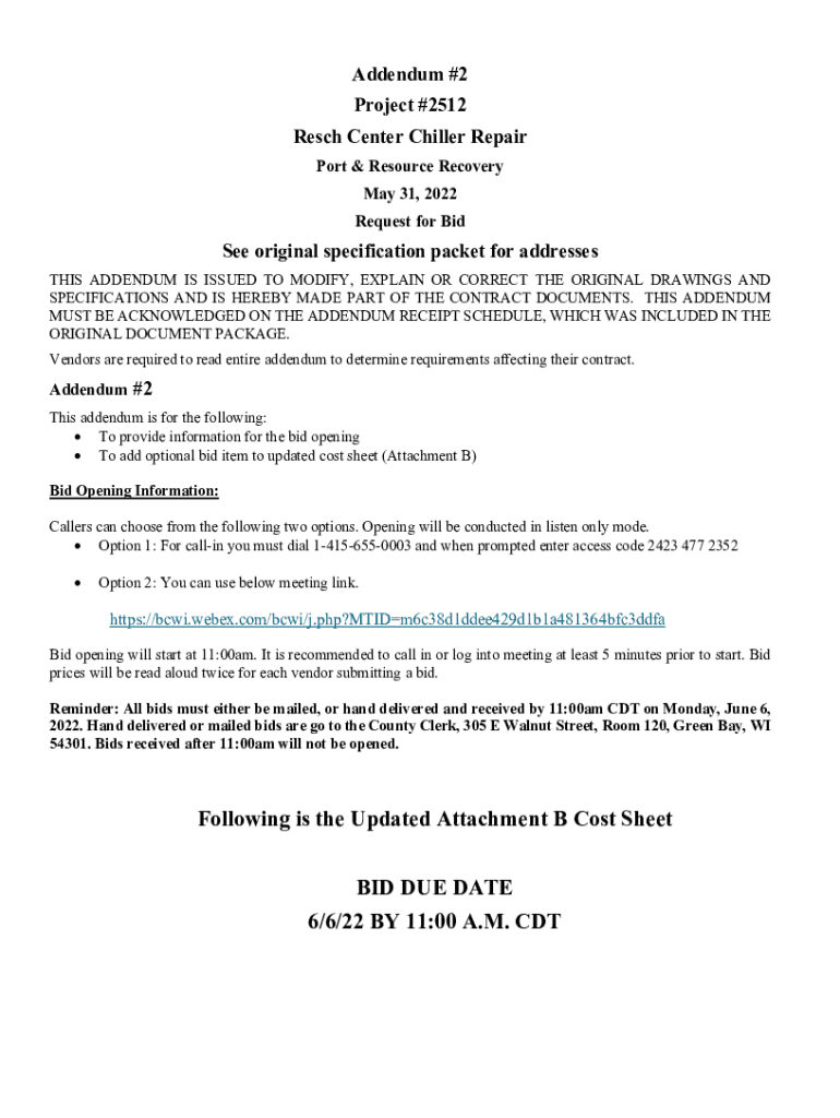 Fillable Online Following is the Updated Attachment B Cost Sheet BID ...