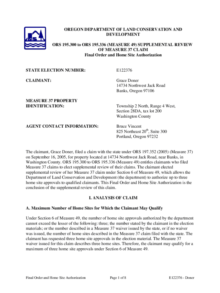 Fillable Online OREGON DEPARTMENT OF LAND CONSERVATION AND DEVELOPMENT ...