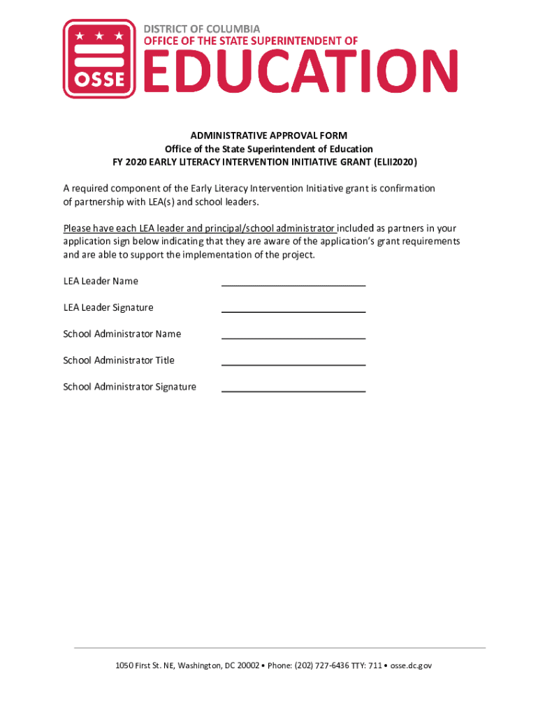 Fillable Online osse dc ADMINISTRATIVE APPROVAL FORM Office of the ...