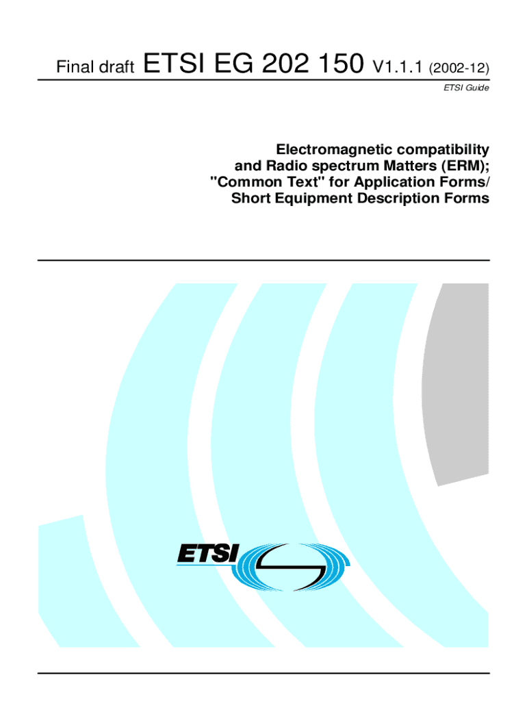 Fillable Online EG 202 150 - V1.1.1 - Electromagnetic compatibility and Radio spectrum Matters ...