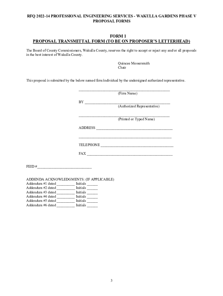 Fillable Online RFQ 2022-14 Proposal Forms Fax Email Print - pdfFiller