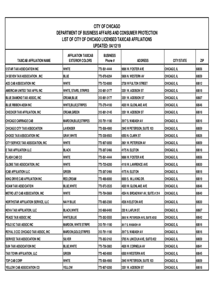 Fillable Online www.chicago.govcontentdamCITY OF CHICAGO DEPARTMENT OF ...