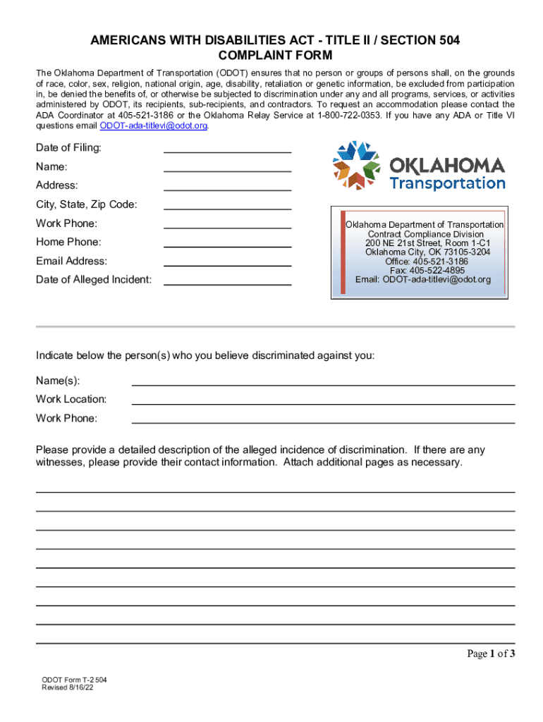 Fillable Online oklahoma.govcontentdamAMERICANS WITH DISABILITIES ACT ...