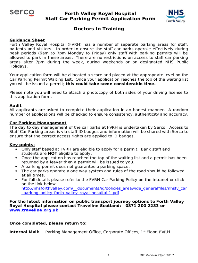 Forth Valley Royal Hospital Staff Car Parking Permit Application ...