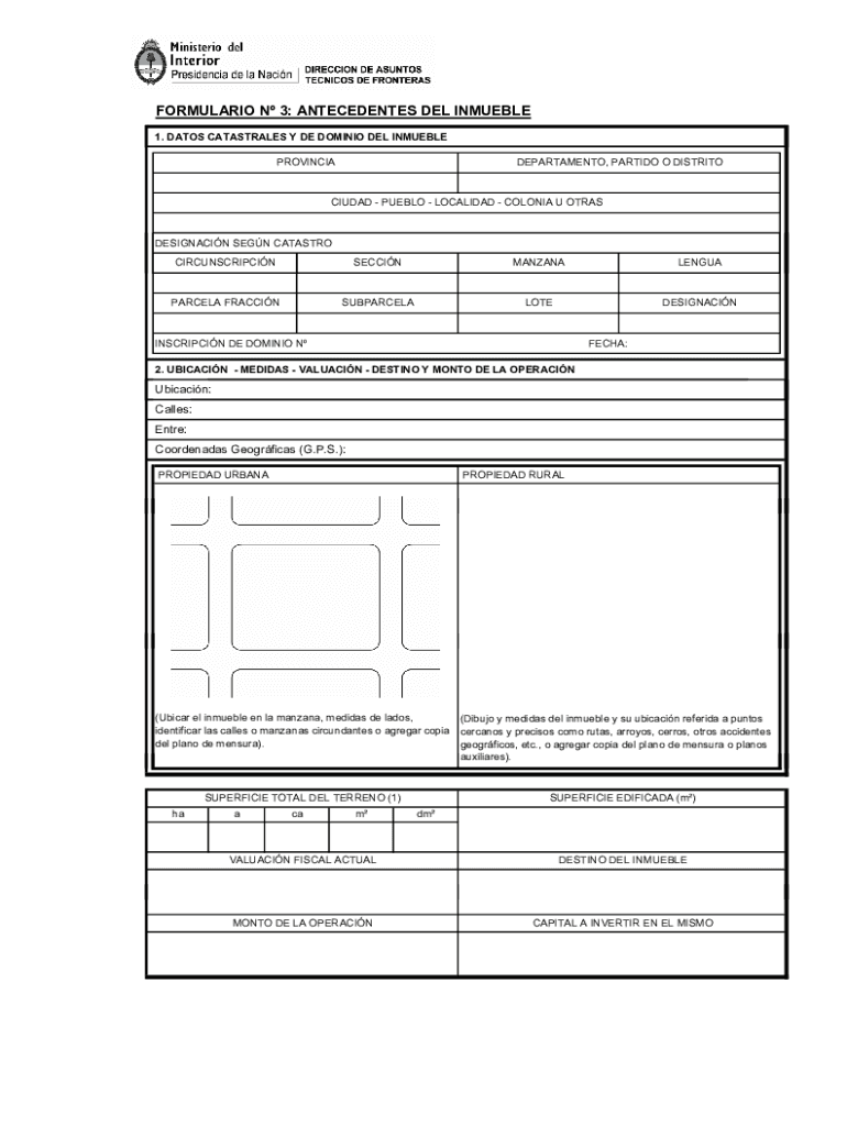 Fillable Online Fillable Online FORMULARIO N 3 ANTECEDENTES DEL ...