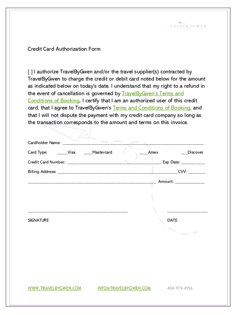 Fillable Online Free Hotel Credit Card Authorization Forms ...
