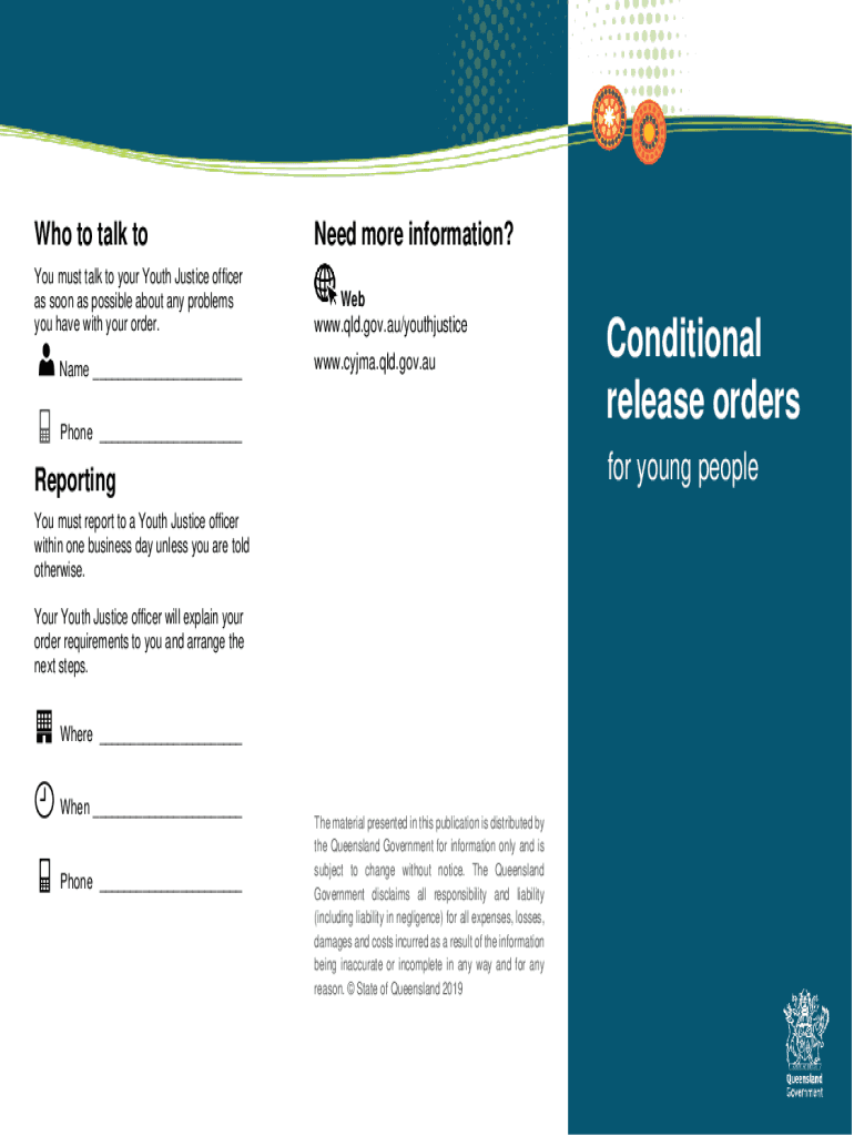 Fillable Online Conditional release orders. Conditional release orders ...