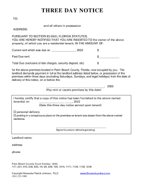 Fillable Online bakerclerk.comforms3dayevictionnoticeTHREE (3) DAY ...