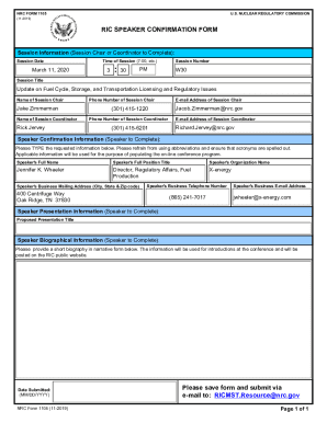 Fillable Online NRC Form 1105, "RIC Confirmation Form" Fax Email Print ...