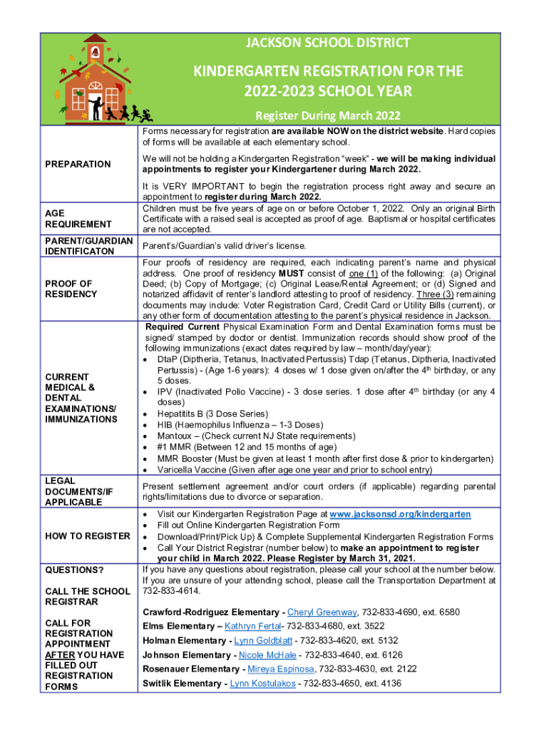 Fillable Online Kindergarten Supplemental Registration Forms Fax Email ...