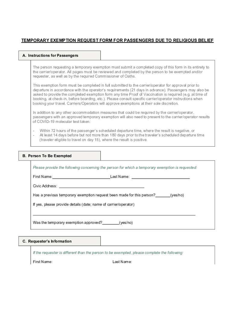 Fillable Online fill.ioTEMPORARY-EXEMPTION-REQUEST-FORM-FORFillable TEMPORARY EXEMPTION REQUEST ...