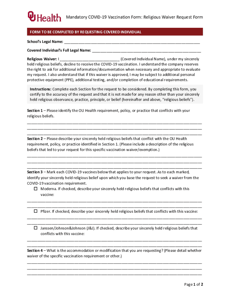 Fillable Online www.columbus.govhrCOVID-19-Religious-ExemptionCOVID-19 ...