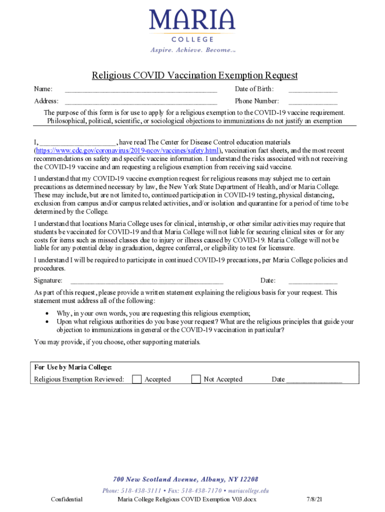 Fillable Online UT TYLER RELIGIOUS EXEMPTION REQUEST FROM COVID-19 ...