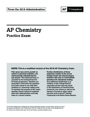 Fillable Online AP Chemistry Practice Exam from the 2018 Administration ...
