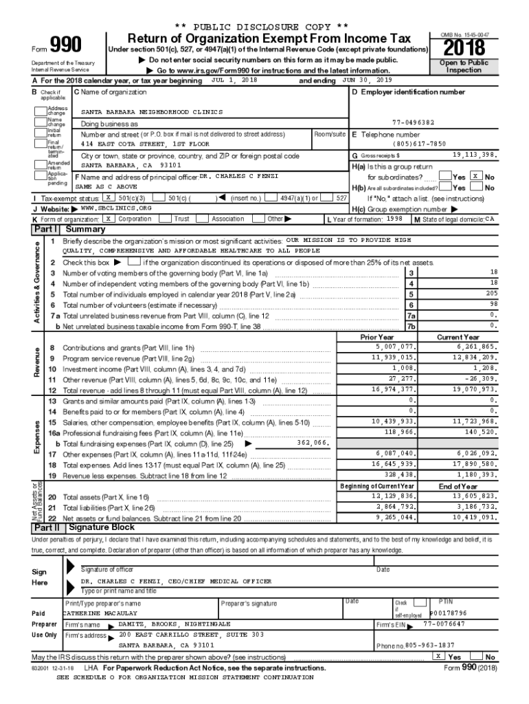 Fillable Online sbclinics.org 01 sbnc-form-990-fy-2018-2019990 Return ...