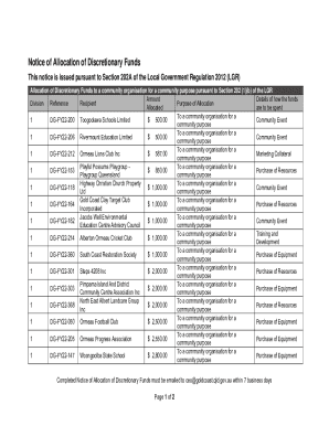 Fillable Online Notice of Allocation of Discretionary Funds Fax Email ...