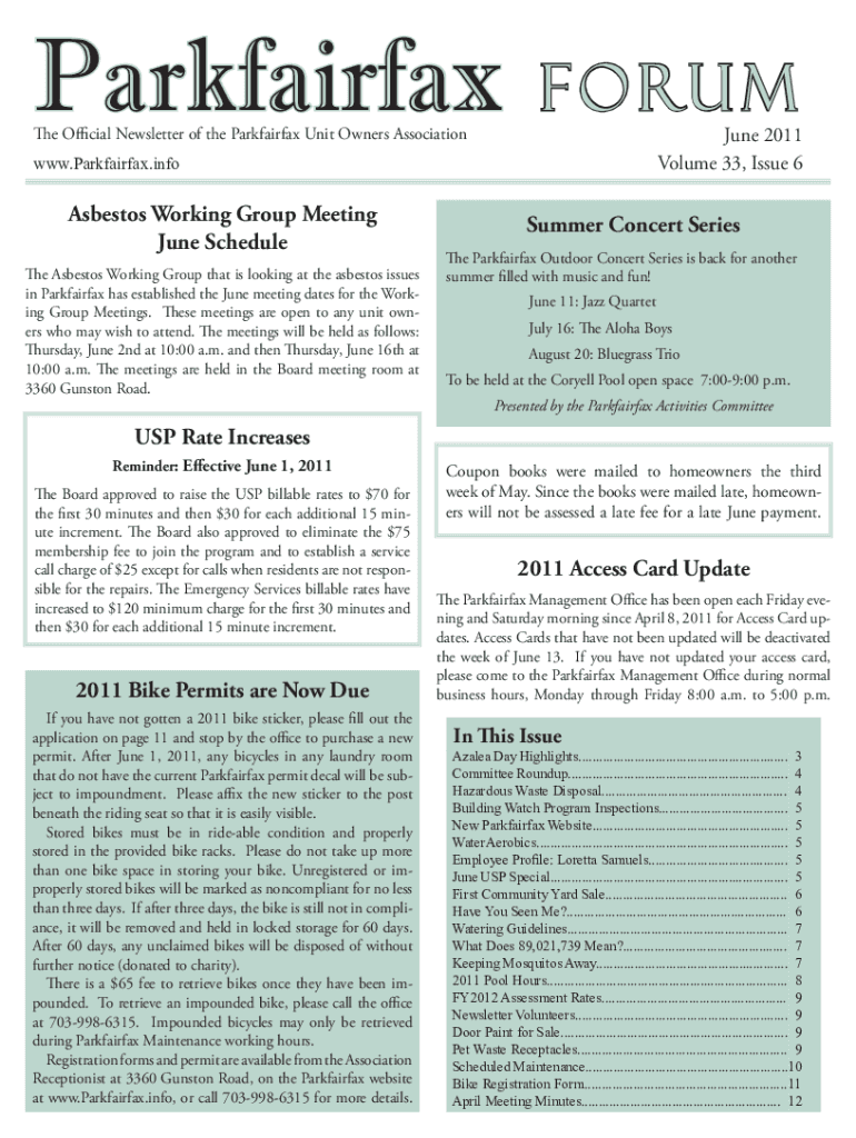 Fillable Online parkfairfax.managebuilding.com Resident apifie Oflcial Newsletter of the ...