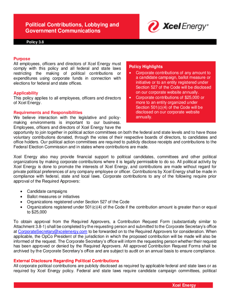 Fillable Online Political Contributions, Lobbying and Government Communications Fax Email Print ...