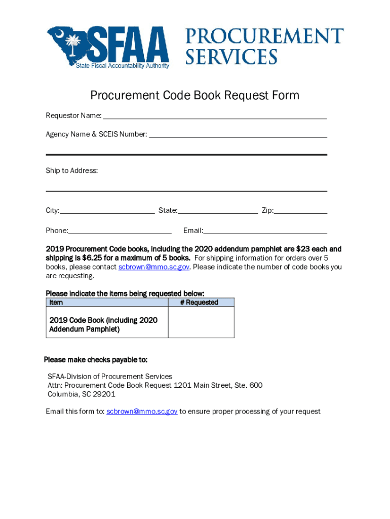 Fillable Online Procurement Code Request Form Fax Email Print - pdfFiller