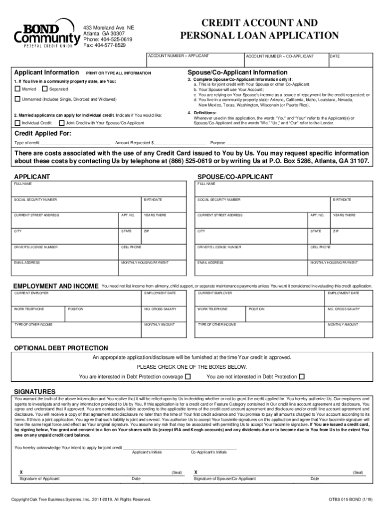 Fillable Online PDF Credit Line Account and Personal Loan Application ...