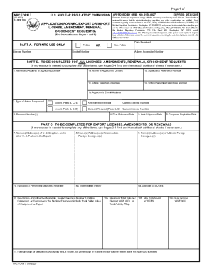 Fillable Online NRC Form 7 - Application for NRC Export or Import License, Amendment, Renewal ...