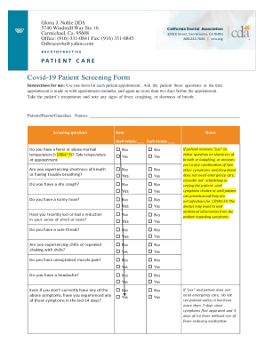 Fillable Online Pts Screening form. Patient Letter Fax Email Print ...