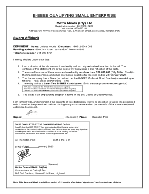 Fillable Online BBBEE Affidavit - April 2020.docx Fax Email Print ...