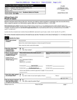 Fillable Online Official Form 410 Proof of Claim 04/19 - casedocs ...