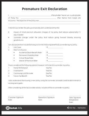 Fillable Online KLI Surrender Form Fax Email Print - pdfFiller