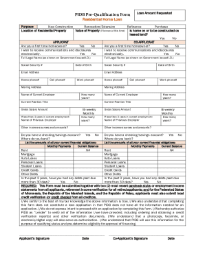 Fillable Online www.bankofamerica.commortgage-prequalificationMortgage ...