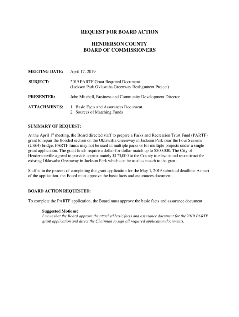 Fillable Online REQUEST FOR BOARD ACTION - Henderson County, North ...