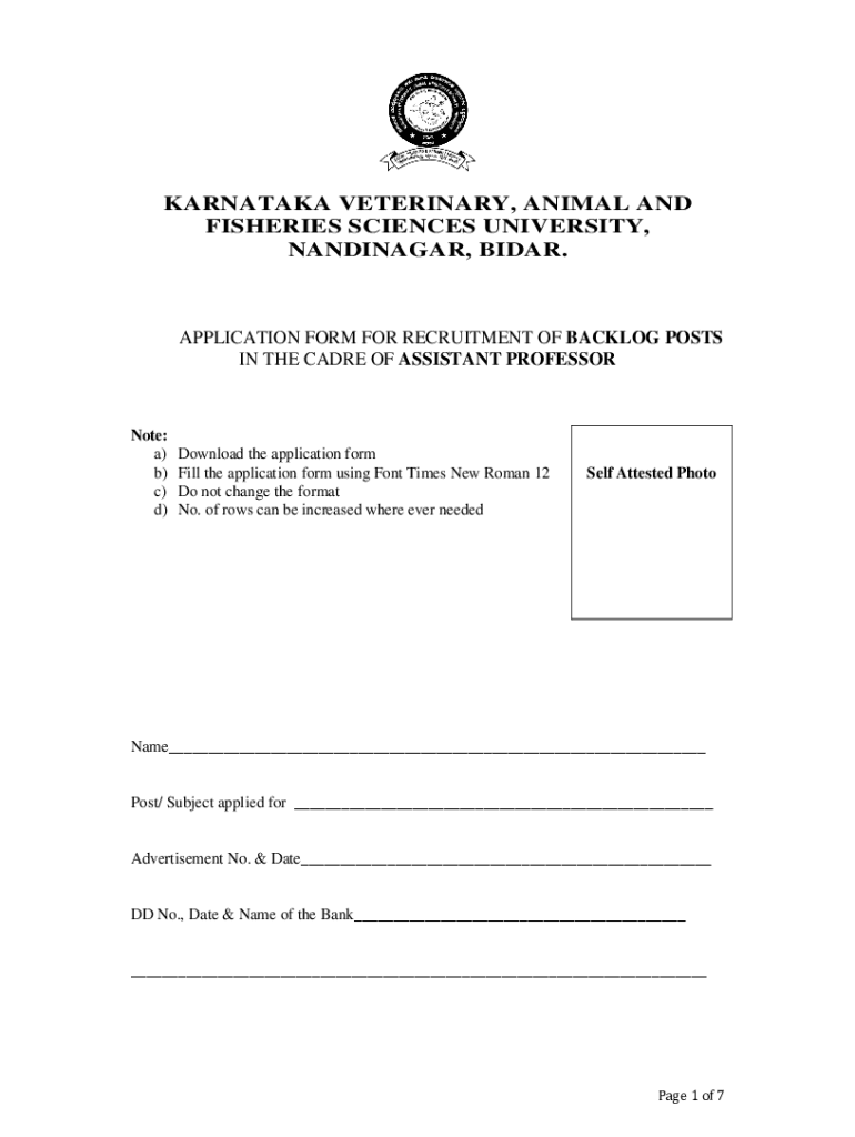 Fillable Online karnatakacareers.inKVAFSU-Application-FormKARNATAKA ...