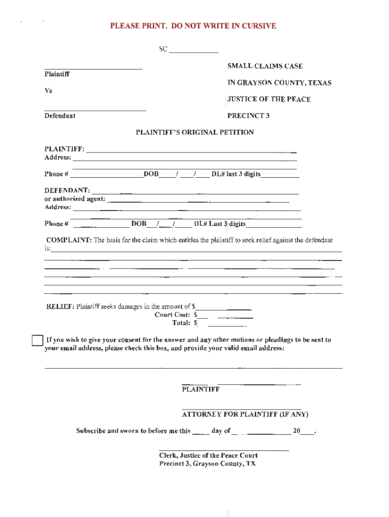 Fillable Online guides.sll.texas.govsmall-claimsfiling ...