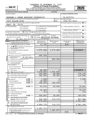 Fillable Online 2020 Form 990-PF - IRS tax forms2020 Instructions for ...