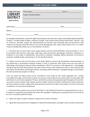 Fillable Online Talent release form Fax Email Print - pdfFiller