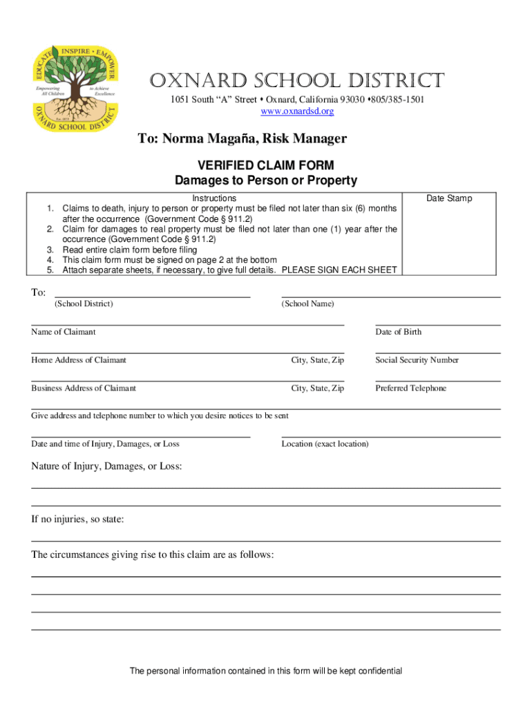 Fillable Online VERIFIED CLAIM FORM Fax Email Print - pdfFiller