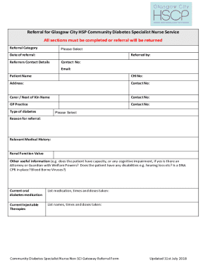 Fillable Online Community Diabetes Specialist Nurse Referral Form Fax ...