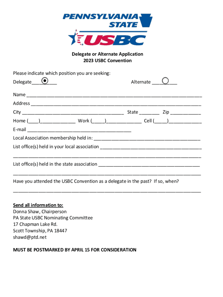 Fillable Online www.bowlpa.com About documentsDelegate or Alternate ...