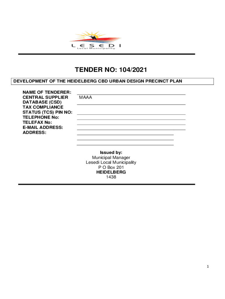 Fillable Online TendersLesedi MunicipalityPlanning, Development, Lesedi ...