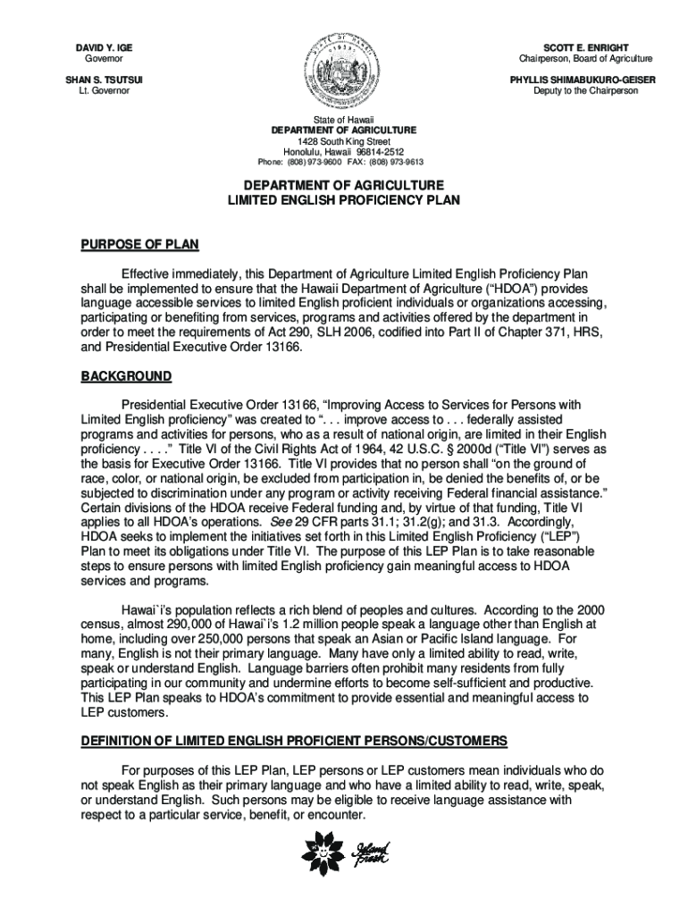 Fillable Online Department of AgricultureGov. Ige Reappoints Enright ...