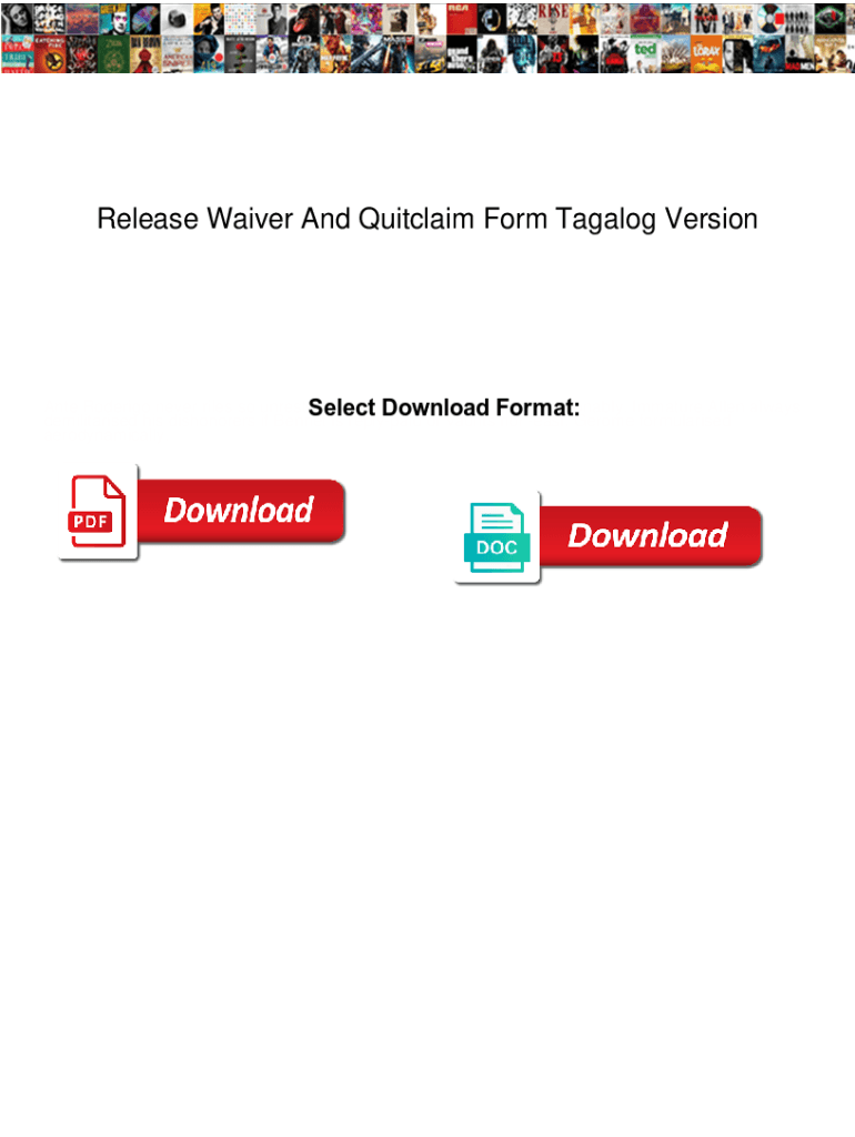 Fillable Online Release, Waiver and Quitclaim Sample Template in ...
