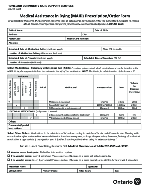 Fillable Online Medical Assistance in Dying (MAID) Prescription/Order ...