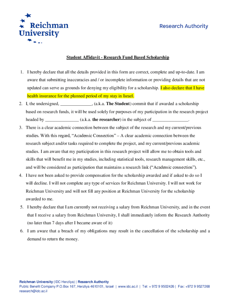 Fillable Online FREE 9+ Student Affidavit Forms in PDFMS WordFREE 9 ...