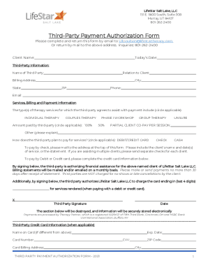 Fillable Online LifeStar SLC Third Party Authorization Form Fax Email Print - pdfFiller