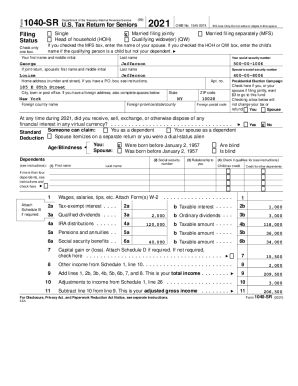 Fillable Online 2021 Form 1040-SR - IRS tax forms Fax Email Print ...